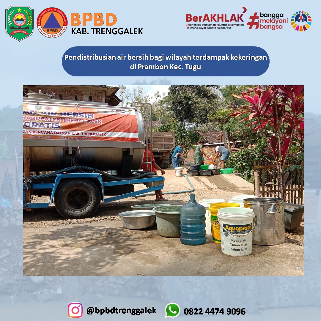 Jumat, 6 Oktober 2023. Distribusi Air Bersih di Ds. Prambon Kec. Tugu. – BPBD KAB. TRENGGALEK